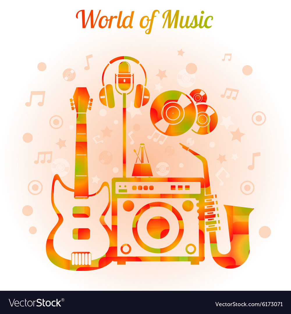 World of music color concept Royalty Free Vector Image