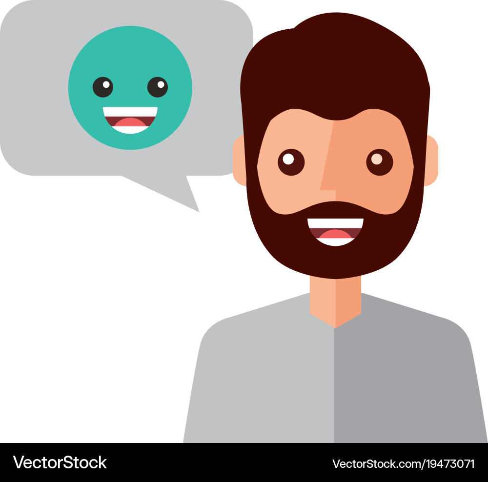 Young man happy with emoticon message avatar Vector Image