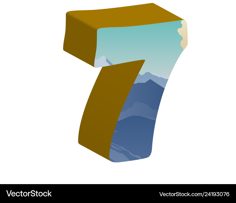3d number seven of 3d font Royalty Free Vector Image