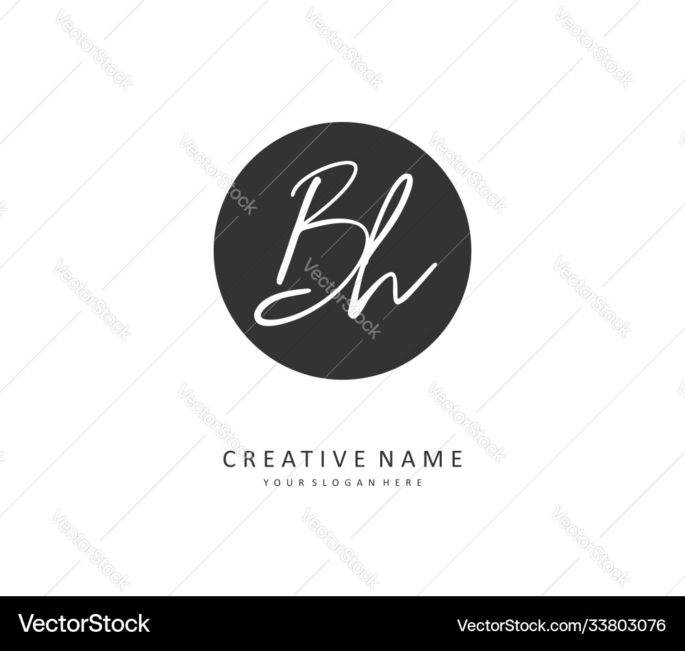 B h bh initial letter handwriting and signature Vector Image