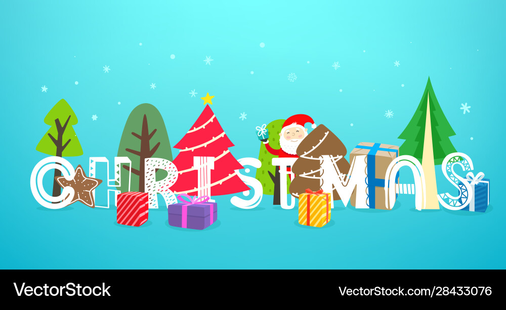 Christmas artistic inscription banner Royalty Free Vector