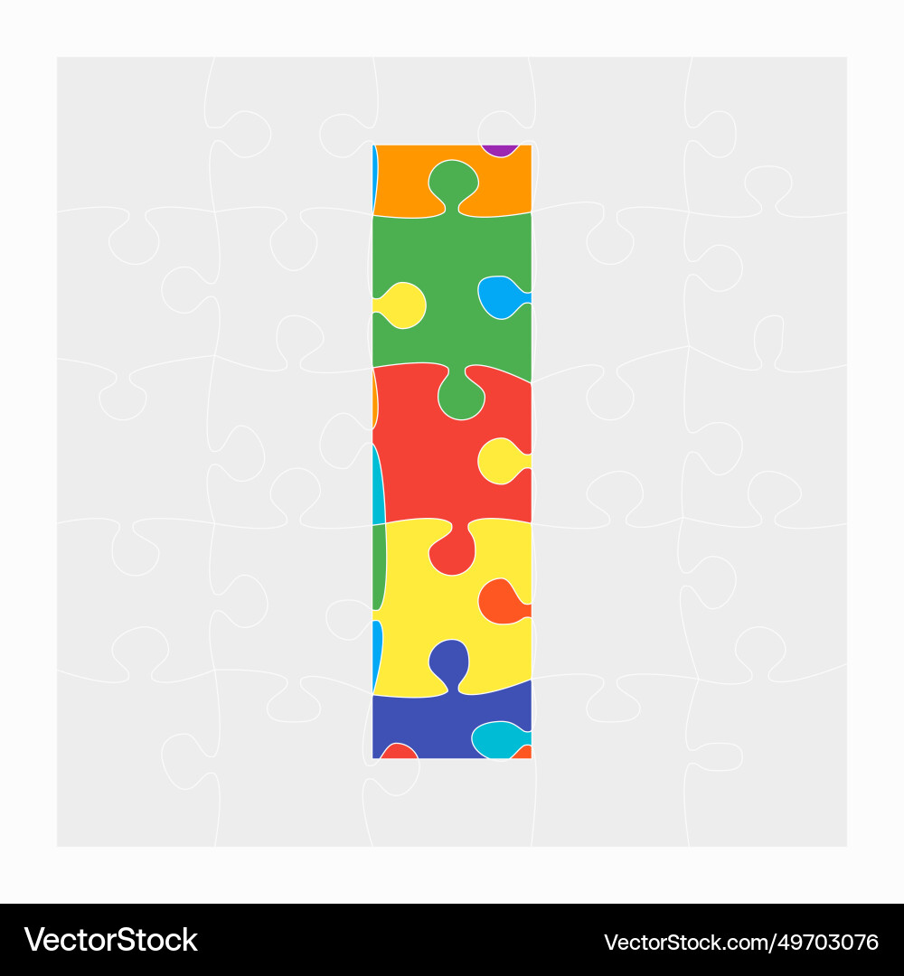 Colorful puzzle letter - i jigsaw creative font Vector Image