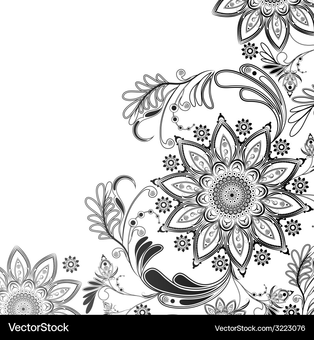 Eastern motif in black and white Royalty Free Vector Image