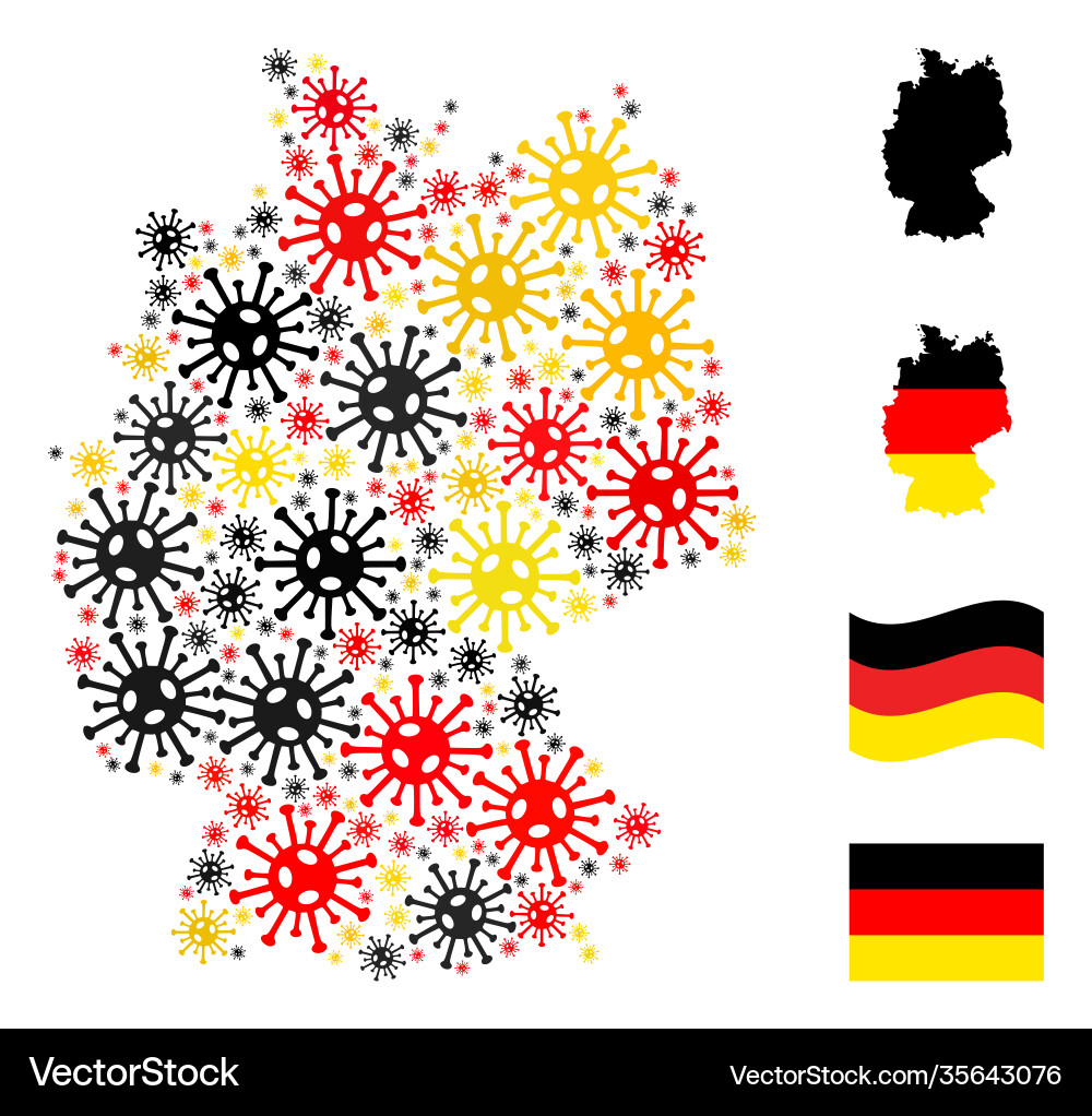 German map mosaic coronavirus icons in german Vector Image