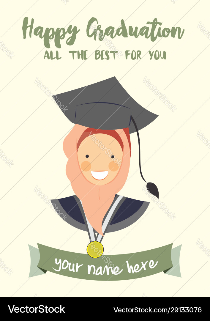 Happy graduation muslima wishing Royalty Free Vector Image