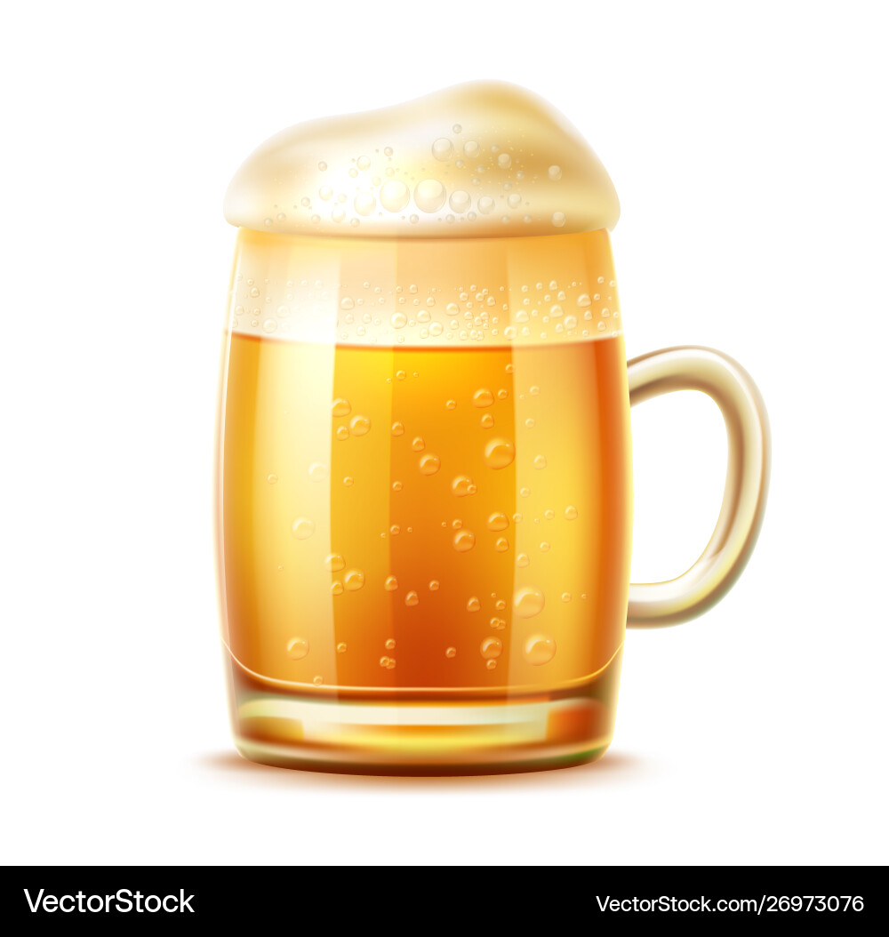 Realistic beer glass mug lager ale Royalty Free Vector Image