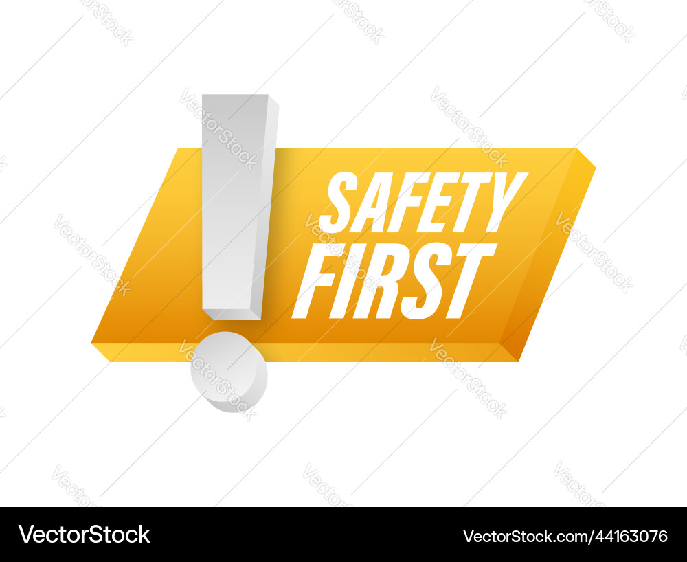 Safety first shield sign health and Royalty Free Vector