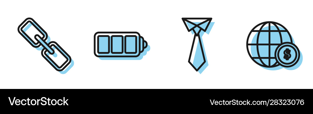 Set line tie chain link battery charge level Vector Image