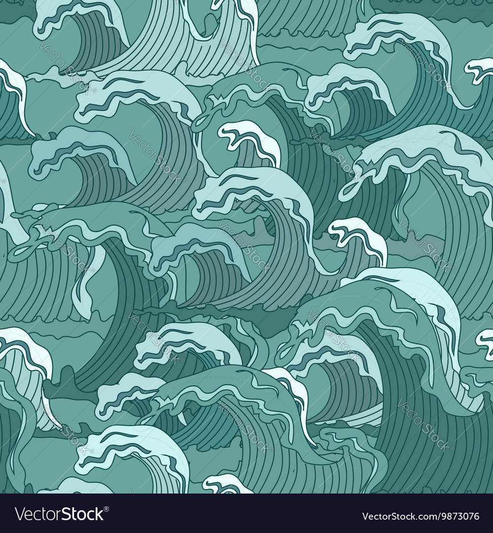 Waves of ocean seamless pattern Royalty Free Vector Image