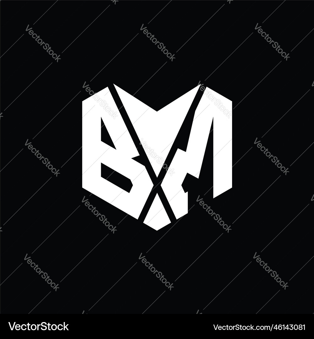 Bm logo monogram abstract hexagon images design Vector Image