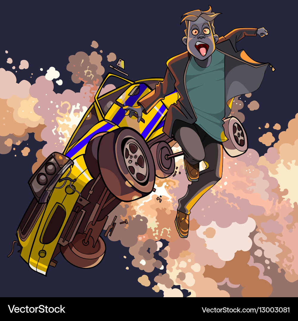 Cartoon frightened man falls from collapsing Vector Image