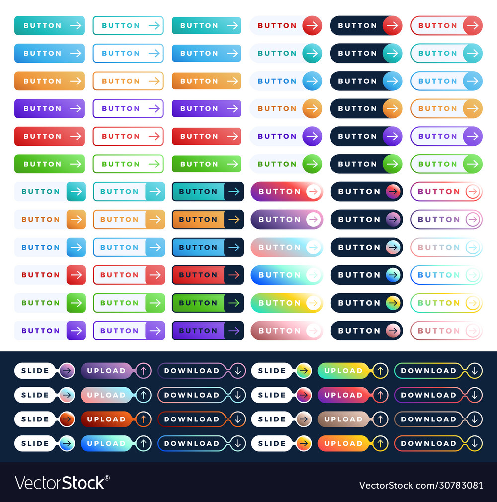 Colorful button set on white background three Vector Image