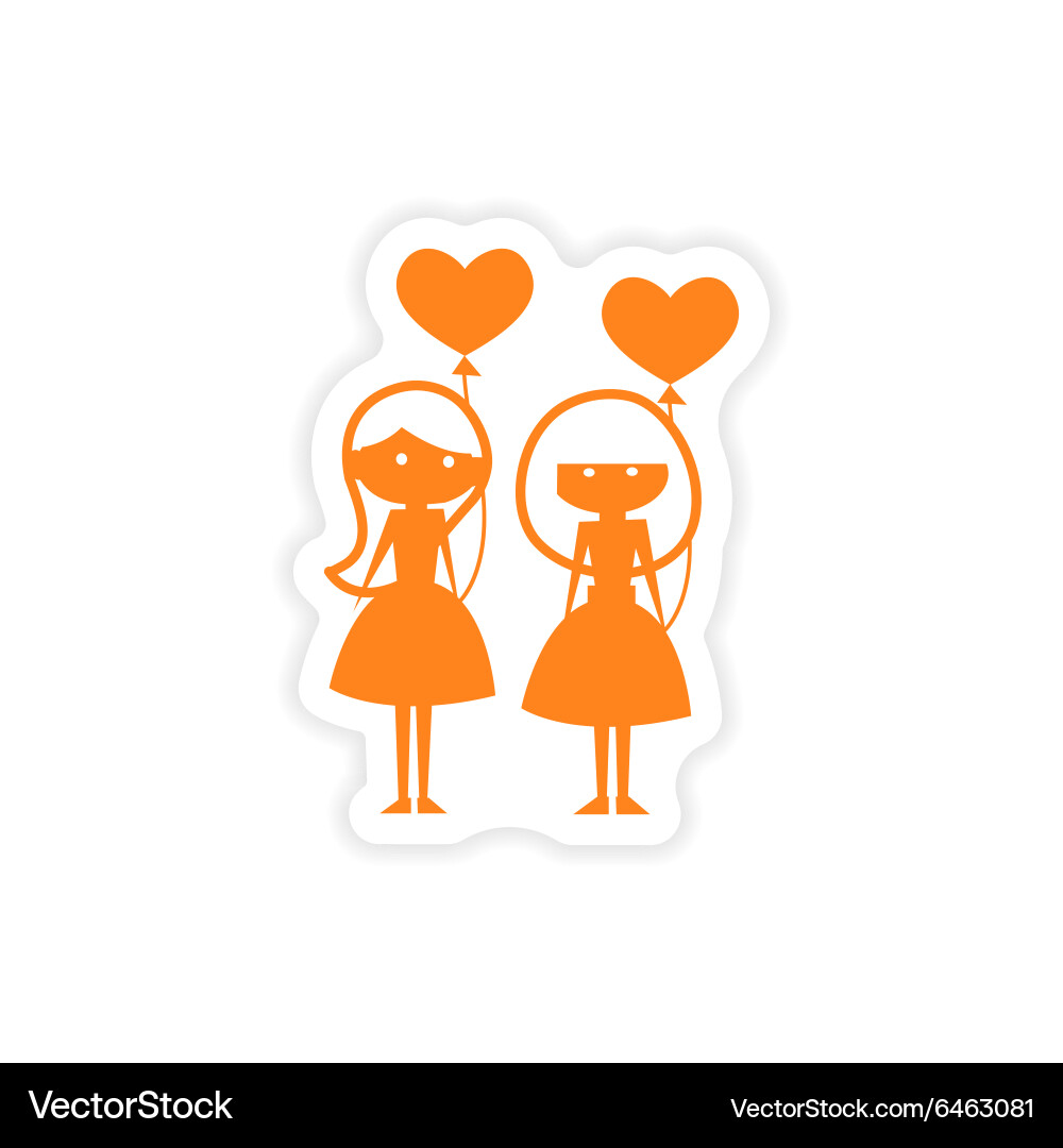 Icon sticker realistic design on paper girlfriend Vector Image