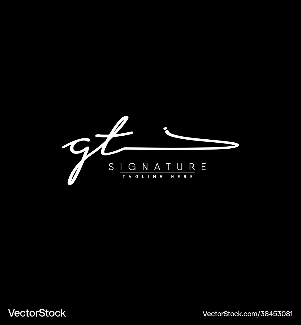 Initial letter gt logo - handwritten signature Vector Image