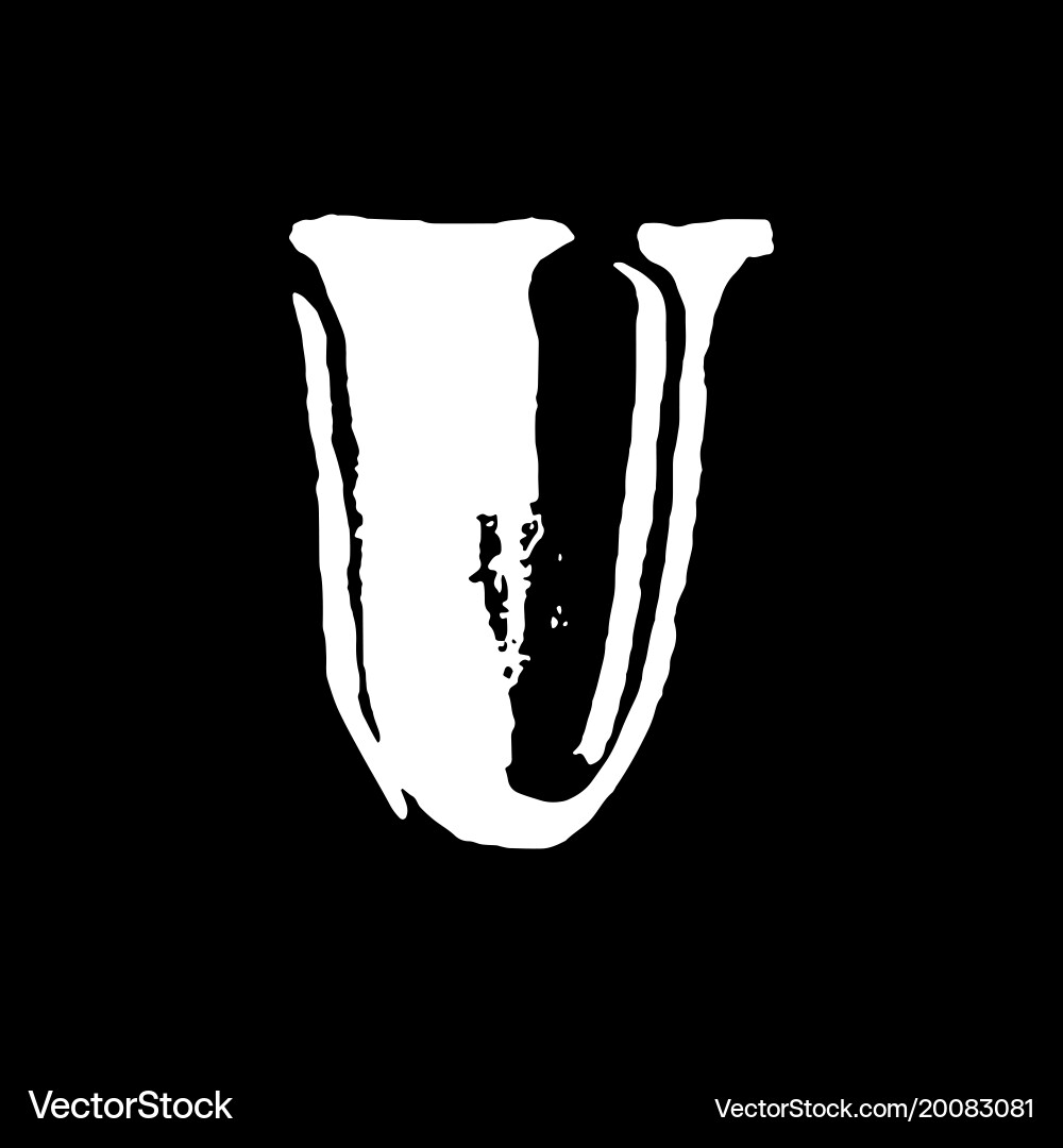 Letter u handwritten by dry brush rough strokes Vector Image