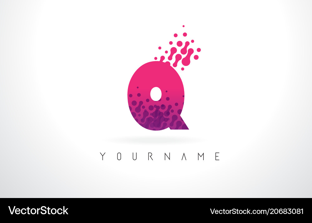Q letter logo with pink purple color Royalty Free Vector