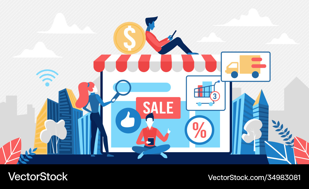 Sales in online retail store ecommerce internet Vector Image