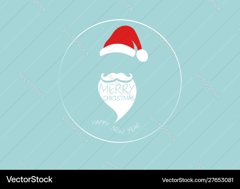Santa claus head logo hat beard and mustache Vector Image