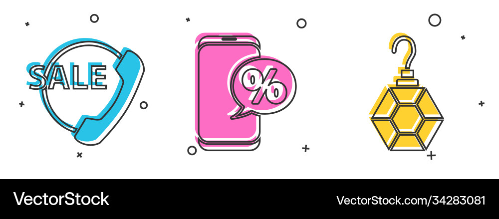 Set telephone 24 hours support percent discount Vector Image