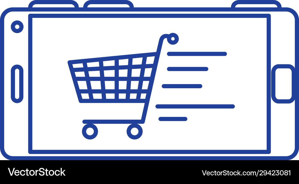 Smartphone device with cart shopping in screen Vector Image