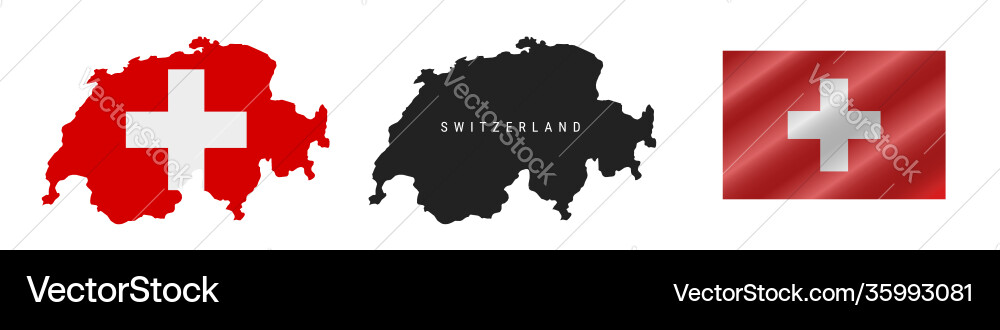 Switzerland detailed flag map detailed Royalty Free Vector