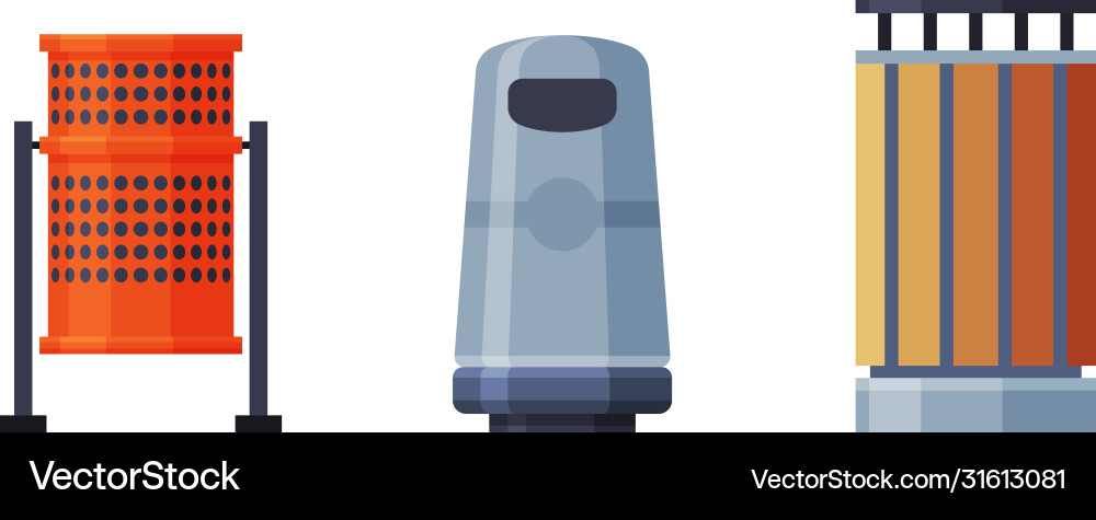 Trash bins collection urban infrastructure design Vector Image
