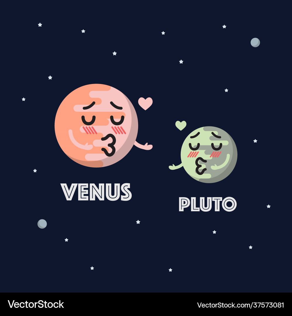 Venus in love with pluto character emoticon on Vector Image