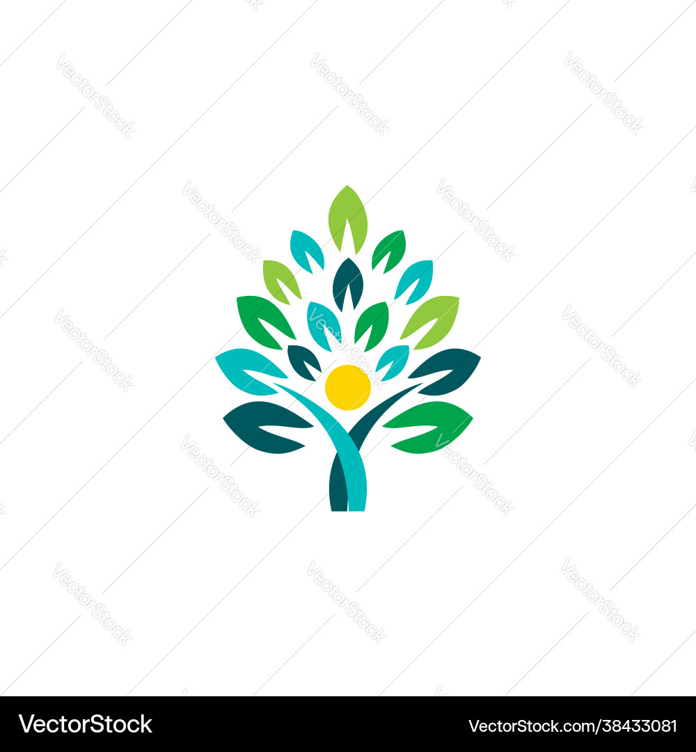 Wellness people tree logo icon symbol concept Vector Image
