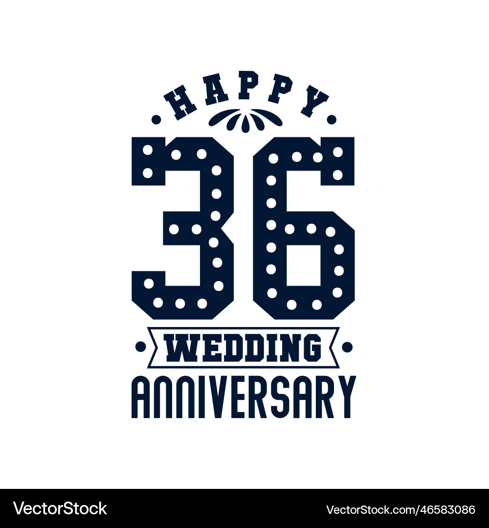 36 anniversary celebration happy 36th wedding Vector Image