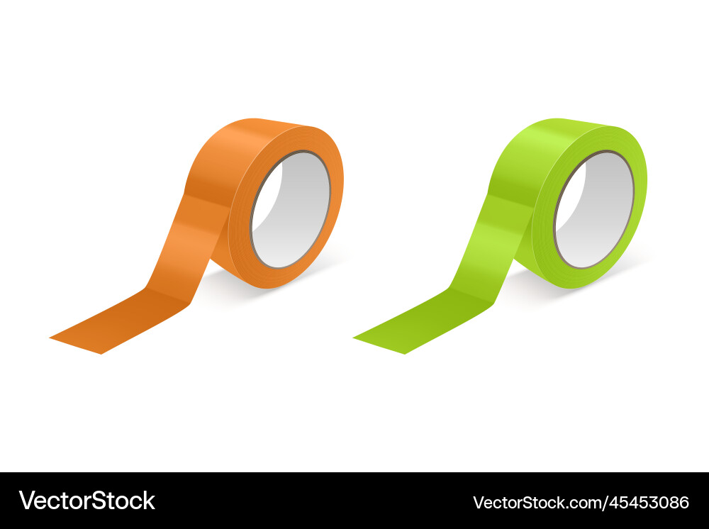 3d realistic glossy orange and green tape Vector Image