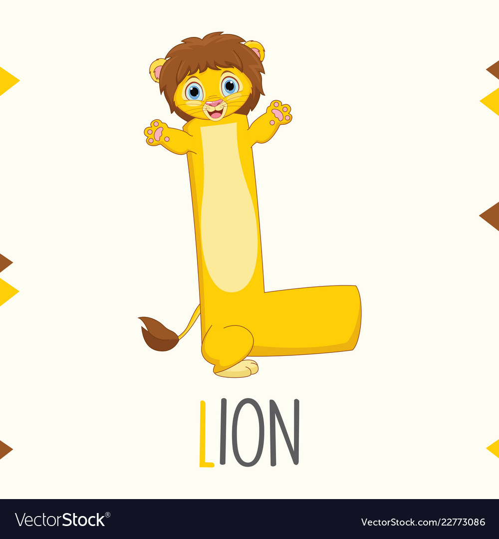 Alphabet letter l and lion Royalty Free Vector Image