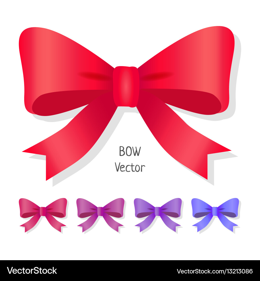Bow set isolated colors of present bows Royalty Free Vector