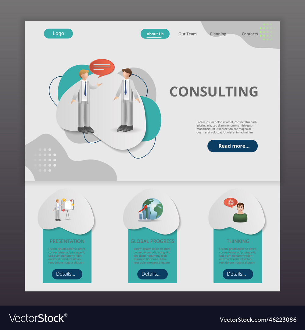 Consulting flat landing page website template Vector Image