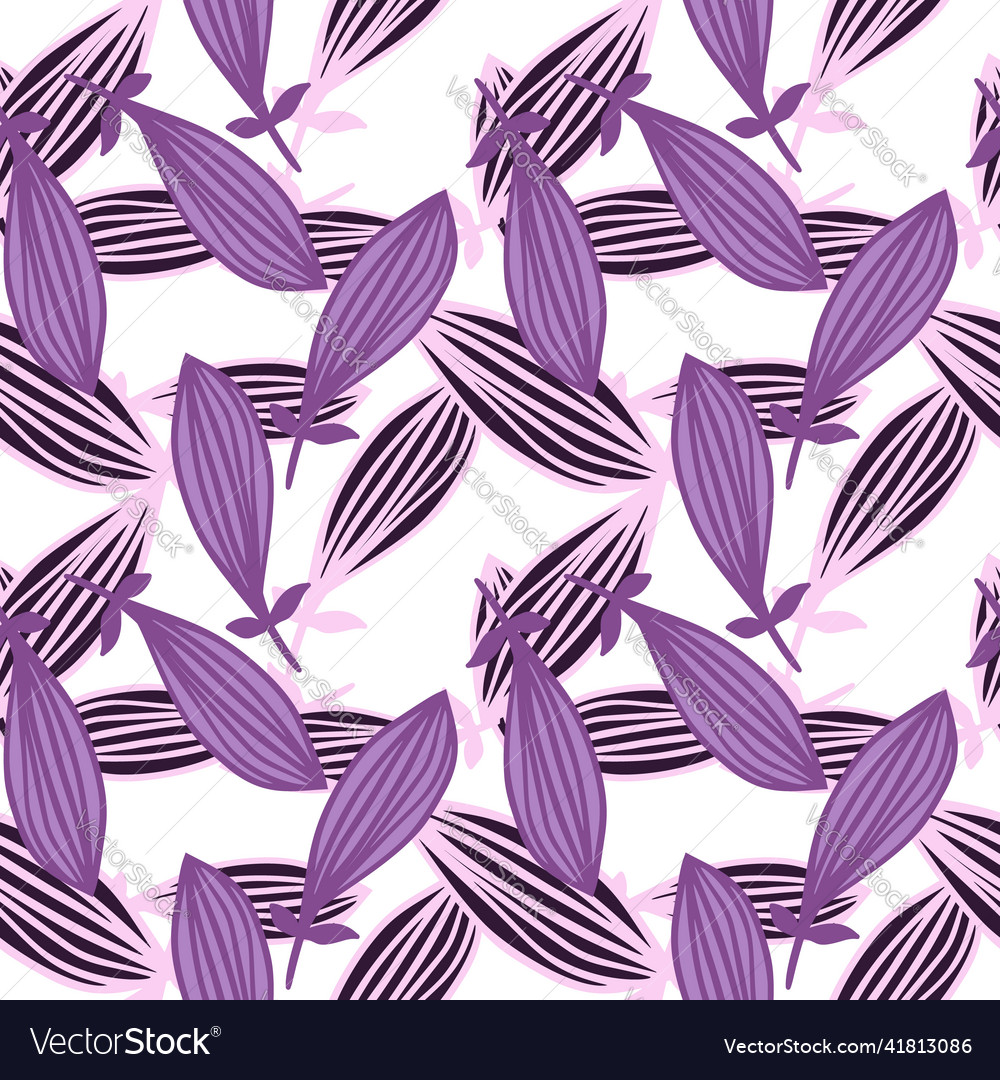 Exotic Outline Leaves Seamless Pattern Nature Vector Image