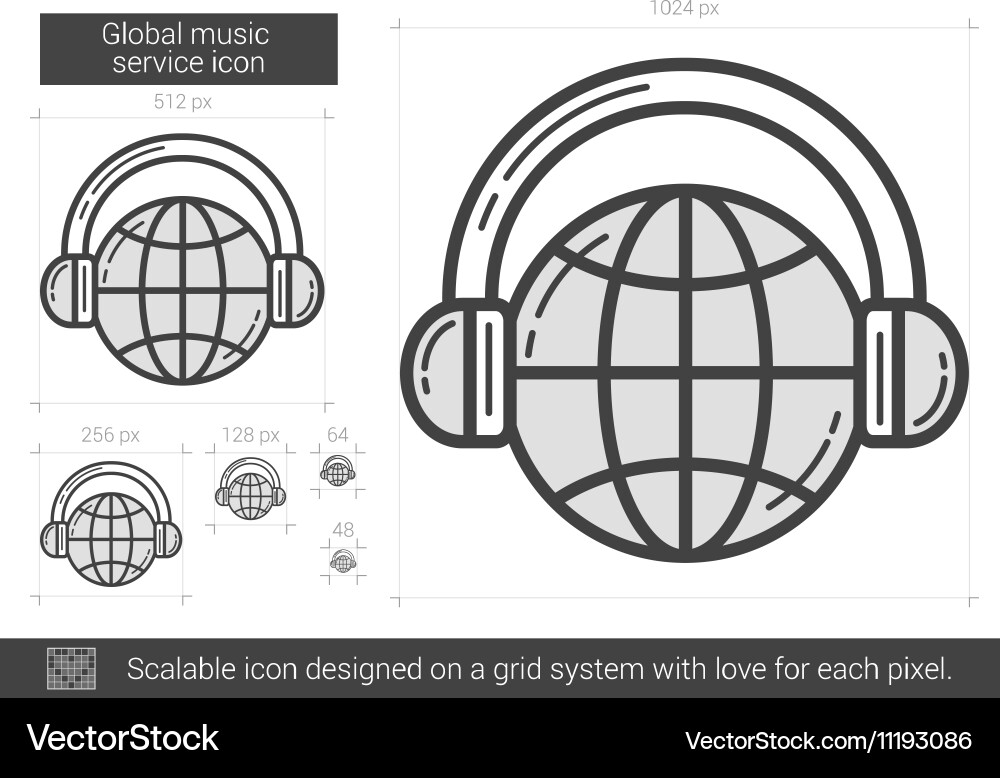 Global music service line icon Royalty Free Vector Image