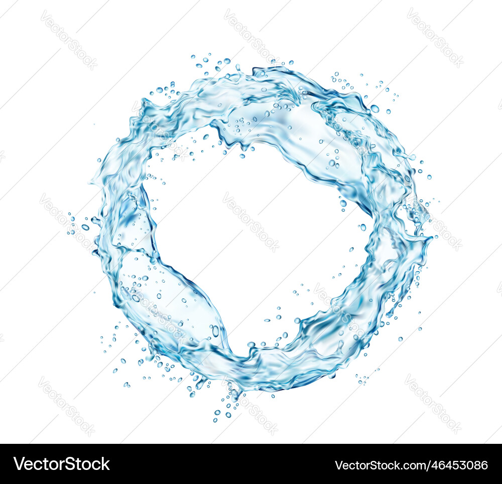 Round water splash wave or swirl with blue drops Vector Image