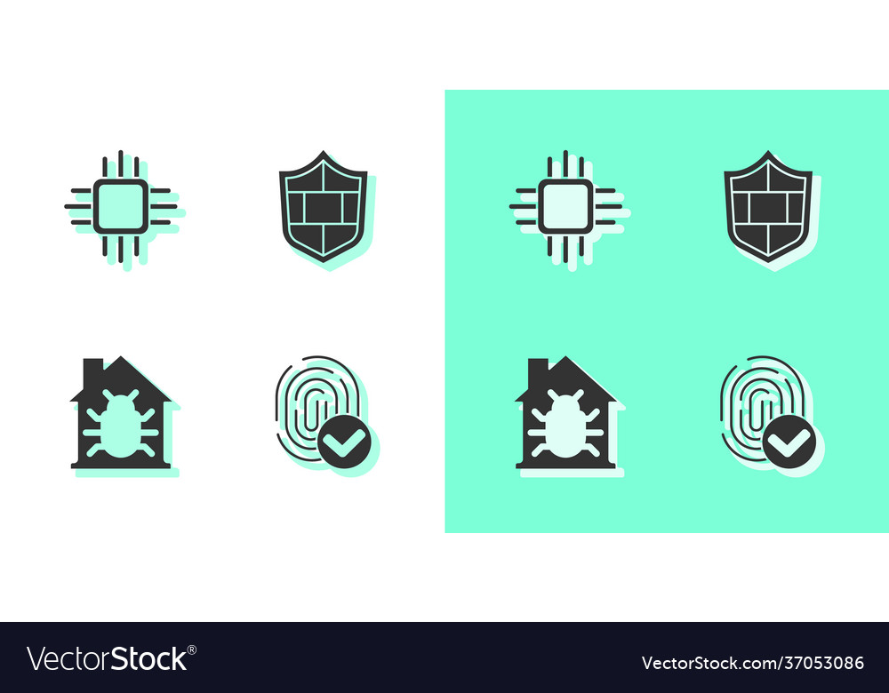 Set Fingerprint Processor With Microcircuits Cpu Vector Image