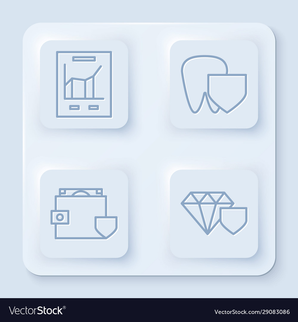 Set line document with graph chart tooth Vector Image