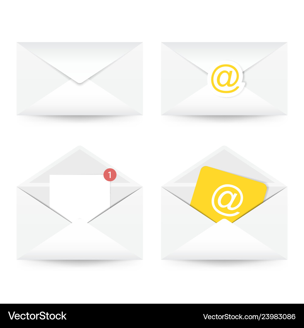 Set of email icon envelope with paper sheet Vector Image