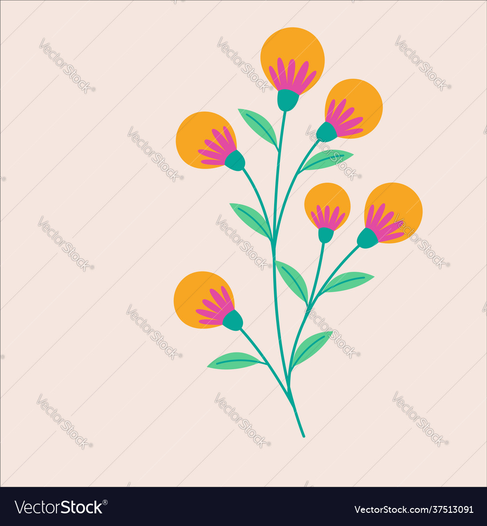 Beautiful spring flower design flat Royalty Free Vector