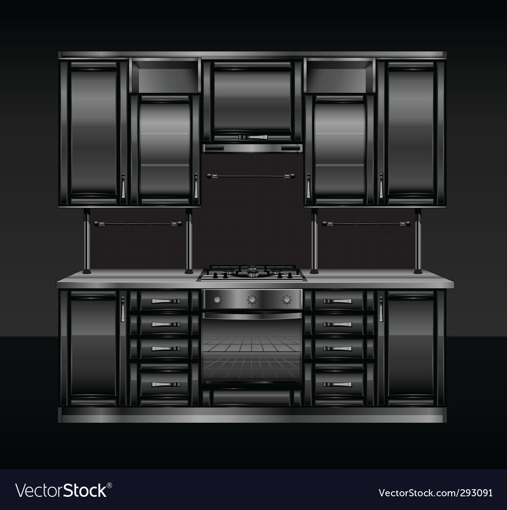 Black kitchen Royalty Free Vector Image - VectorStock