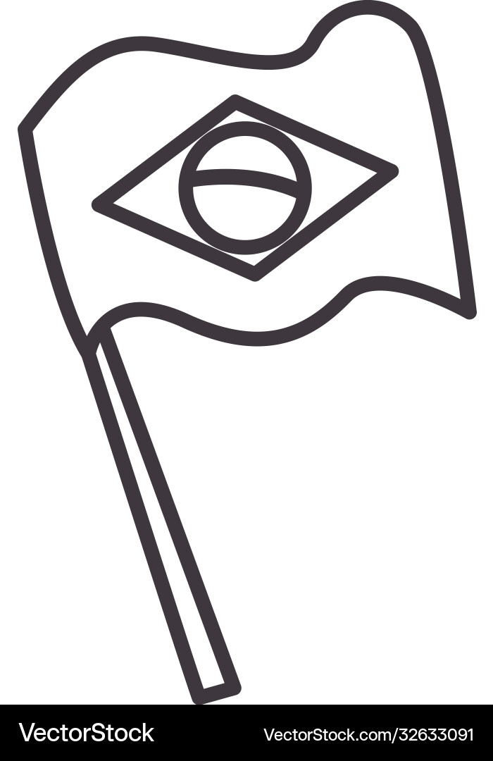 Brazil flag line style icon design Royalty Free Vector Image