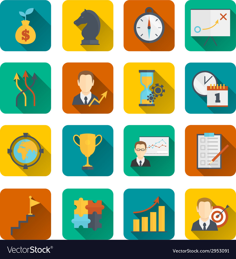 Business strategy planning icon flat Royalty Free Vector Business strategy planning icon flat Royalty Free Vector