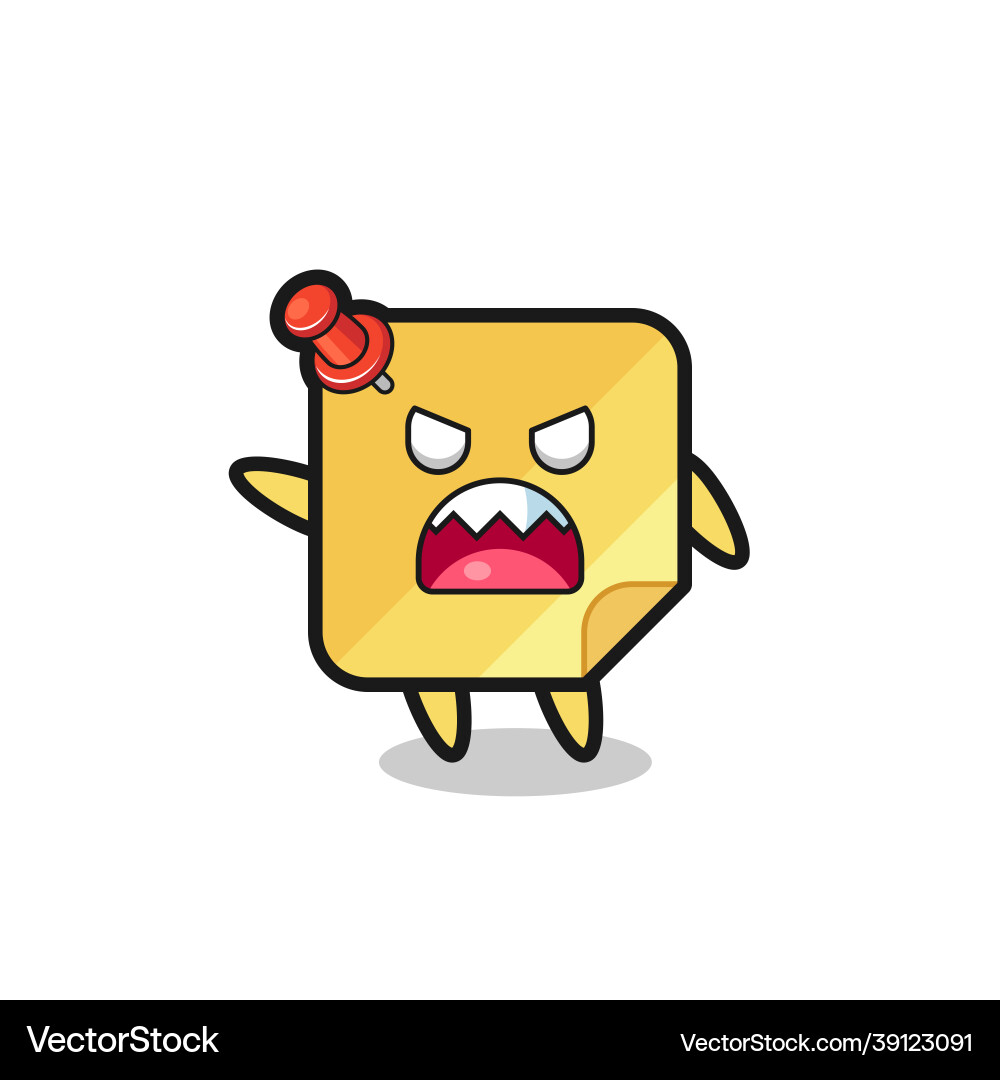 Cute sticky notes cartoon in a very angry pose Vector Image