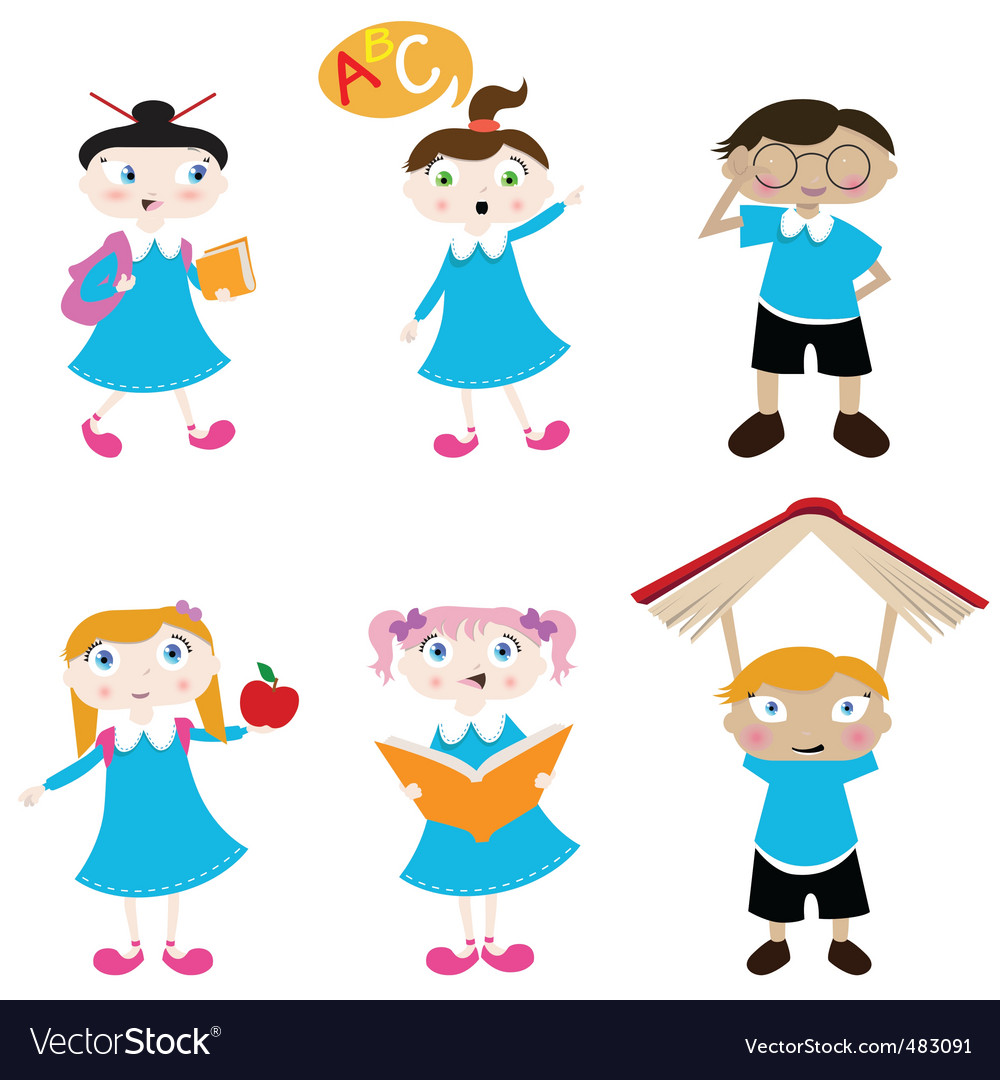 Cute students Royalty Free Vector Image - VectorStock