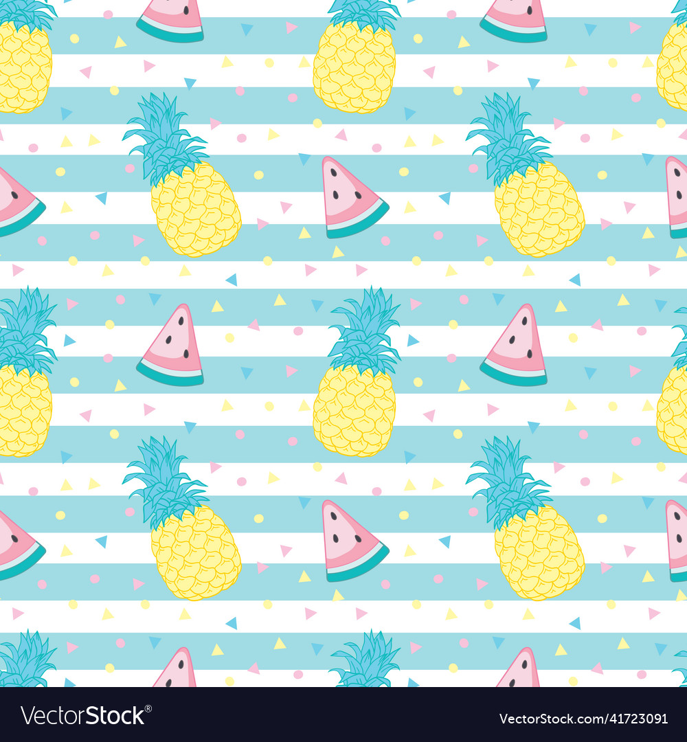 Fresh yellow pineapple repeat seamless pattern Vector Image