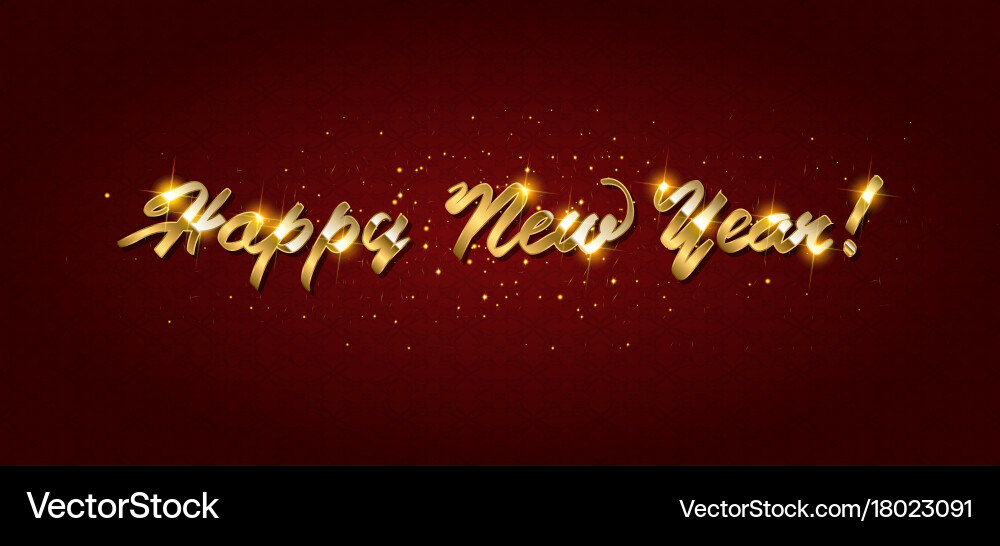 Gold happy new year greeting text Royalty Free Vector Image