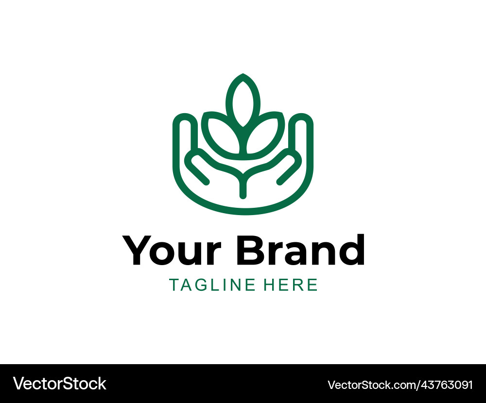 Green leaf in hand eco logo ecology Royalty Free Vector