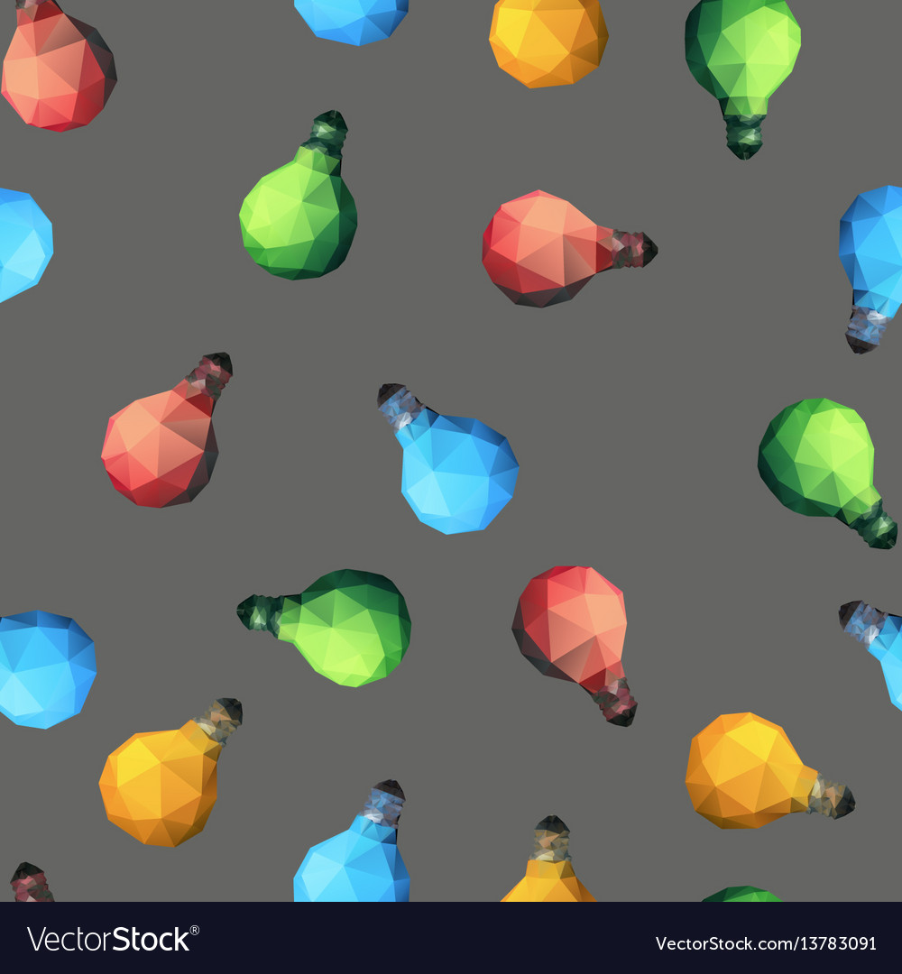 Low poly light bulb seamless pattern Royalty Free Vector