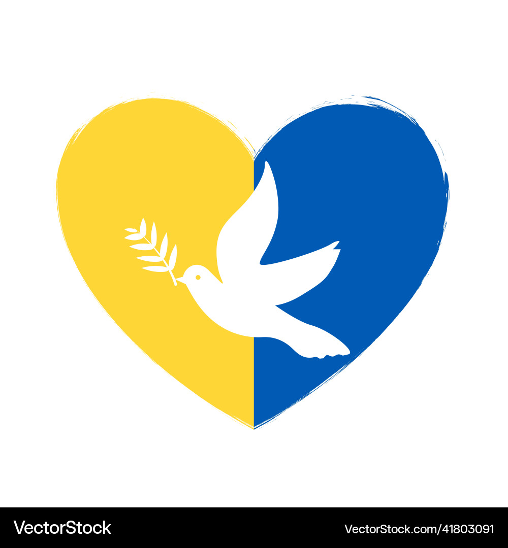 Pray for ukraine flag peace dove design Royalty Free Vector